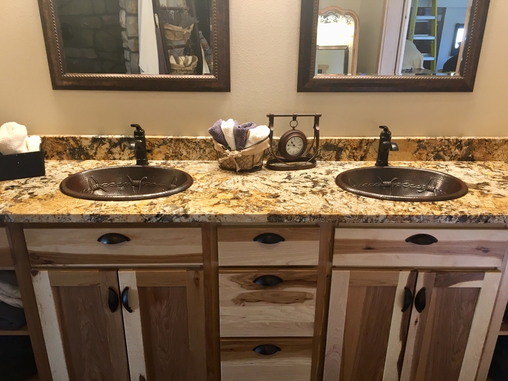 19" Oval Copper Bath Sink Barbed Wire Design Rolled Edge | Vanity Sinks