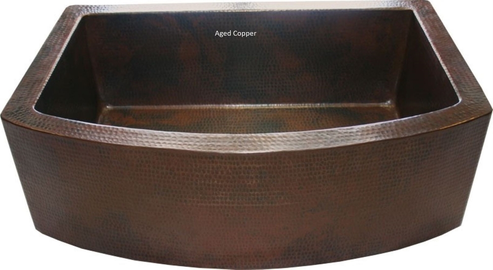 33" Copper Kitchen Farmhouse Sink 9" Round Apron Front Single Well