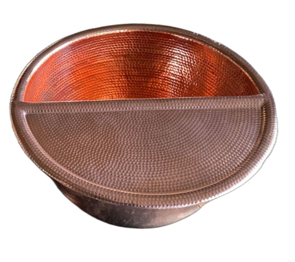 20" Hand Hammered Copper Pedicure Foot Spa with 1-1/2 in Drain Hole