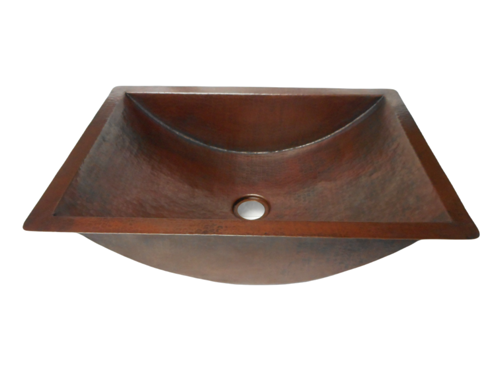 20" x 14" Rustic Rectangular Copper TROUGH Bathroom Sink | Rectangular