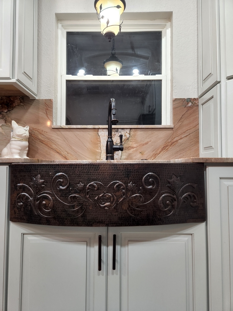 Two Well Rounded Apron HEART Copper Farmhouse Kitchen Sink | Farmhouse Sink