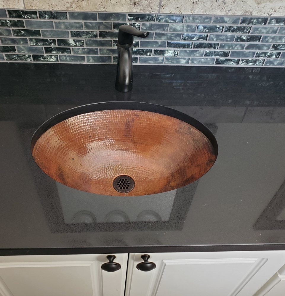 19" Oval Copper Bathroom Sink In Natural Patina | Vanity Sinks