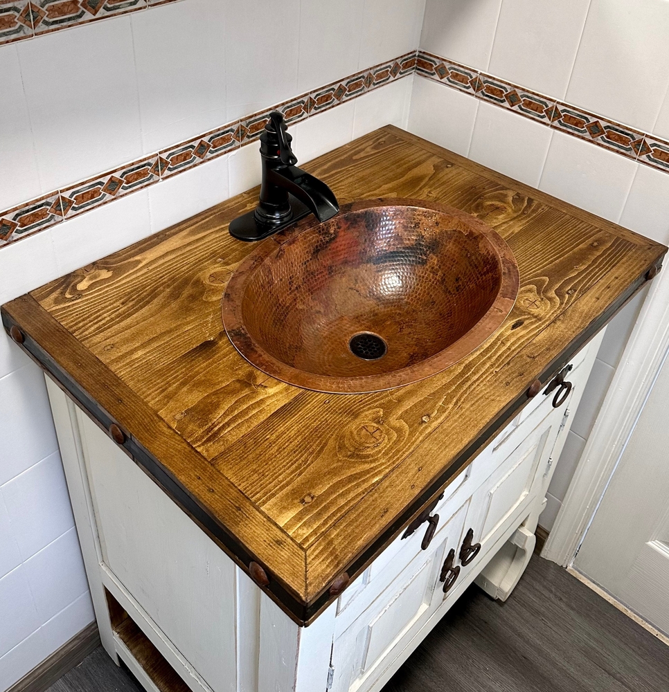 19" Oval Copper Bath Sink In Natural Patina | Vanity Sinks