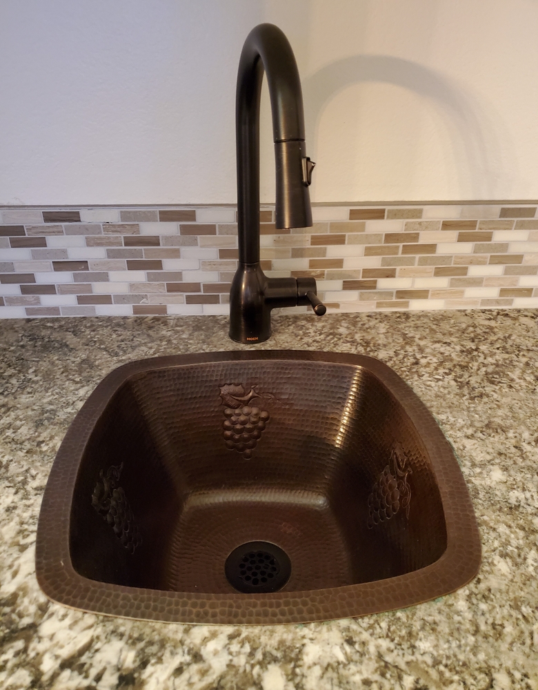 15" Grape Square Copper Kitchen Bar Sink | Bar Sinks