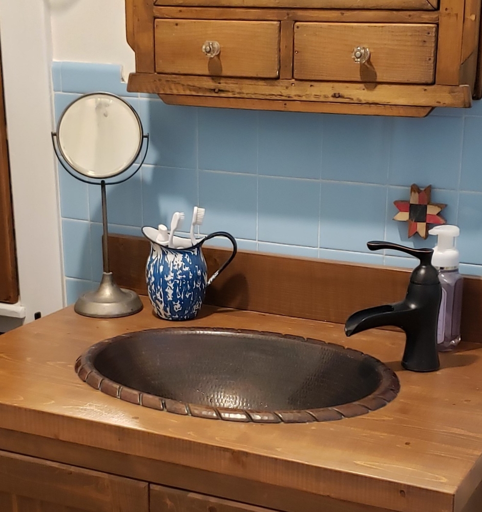 19" Rope Edging Copper Bathroom Sink Drop-In | Vanity Sinks