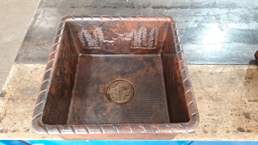 18" x 18" x 8" Mexican Copper Bar Kitchen Sink Dual Mount Aged Copper ...