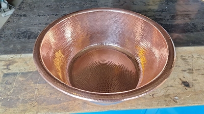 20" Hand Hammered Copper Pedicure Foot Spa with 1-1/2 in Drain Hole