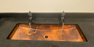 Shiny Copper Bathroom trough hand hammered