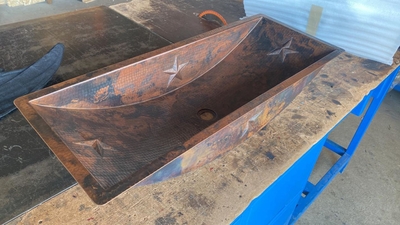 Large Copper Trough Bathroom Sinks Hand Hammered Rustic Design