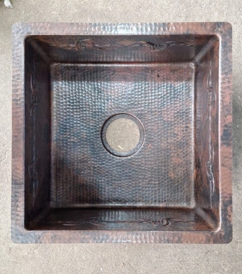 18" x 18" x 8" Mexican Copper Bar Kitchen Sink Dual Mount Aged Copper Finish